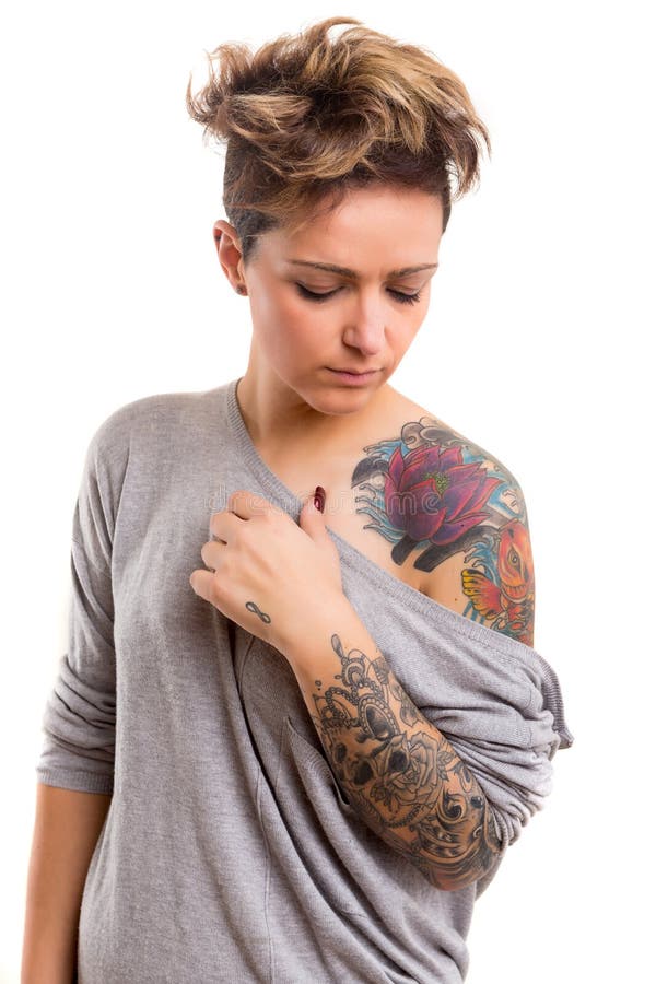 Tattooed Woman stock image. Image of tattooed, back, tattoo - 83396775