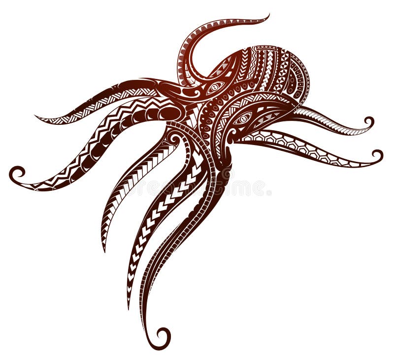 Pulpo, tatuaje ilustración del vector. Ilustración de negro - 15305910