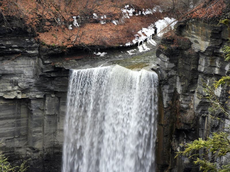 Taughannock Falls Top of Dramatic Steep Waterfall Stock Photo - Image ...