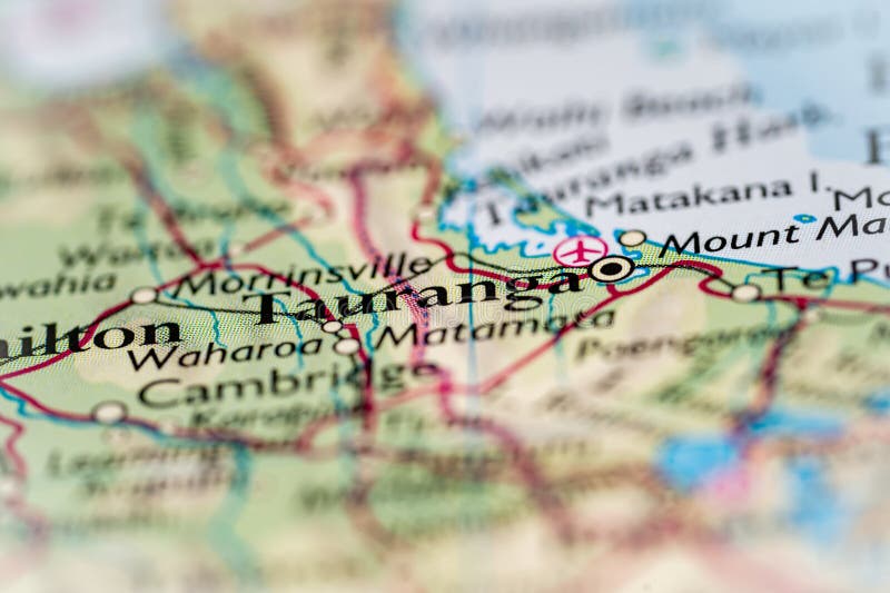 Tauranga, New Zealand Highlighted on a World Map Stock Image - Image of ...