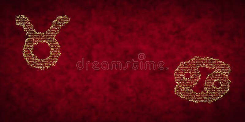 Taurus and Cancer Compatibility Stock Illustration - Illustration of ...