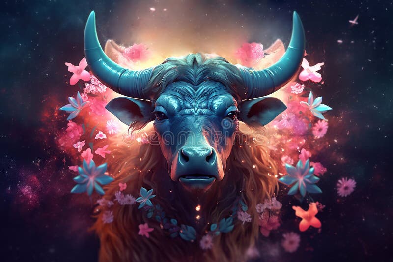 Taurus Celestial Portrait. stock illustration. Illustration of sign ...