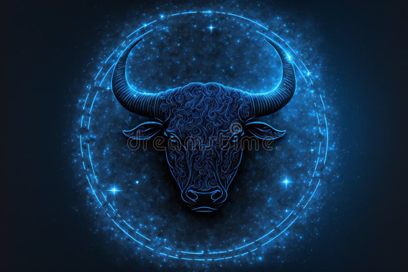 Taurus Horoscope Sign in a Glowing Circle in the Starry Sky. Stock ...