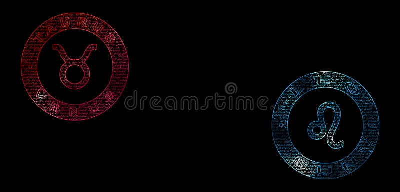 Taurus and Leo Compatibility Stock Illustration - Illustration of love ...