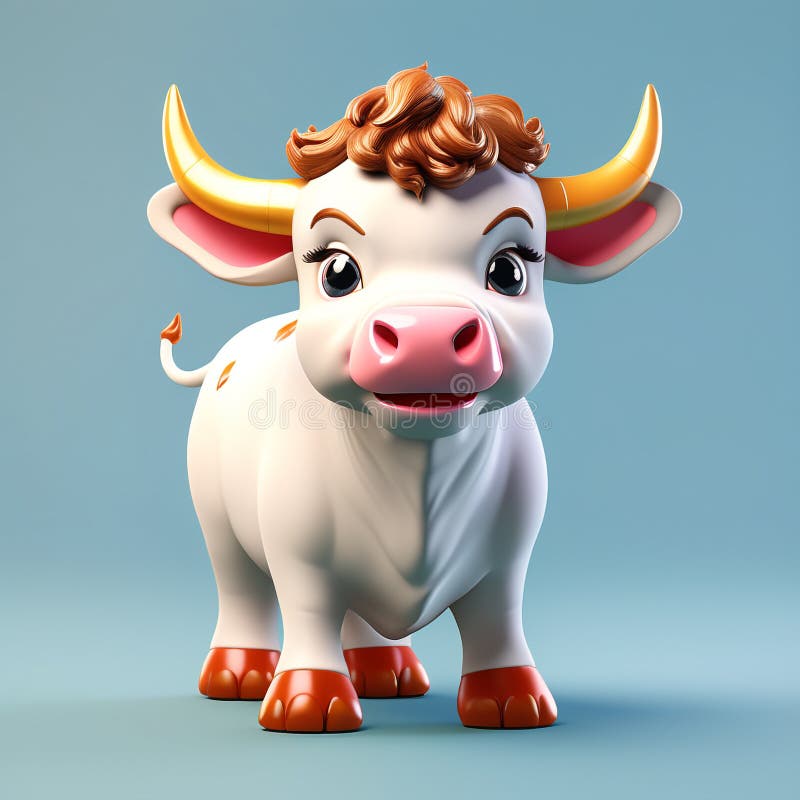 Taurus Magic in 3D: Cute Bull Illustration Stock Illustration ...