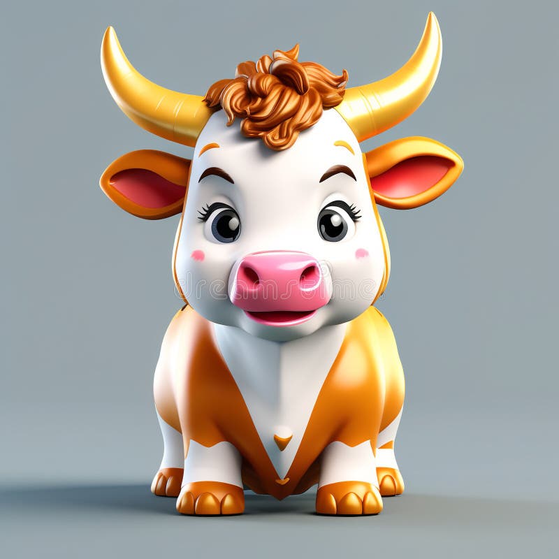 Taurus Magic in 3D: Cute Bull Illustration Stock Illustration ...