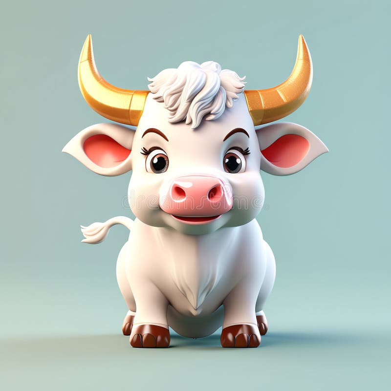 Taurus Magic in 3D: Cute Bull Illustration Stock Illustration ...