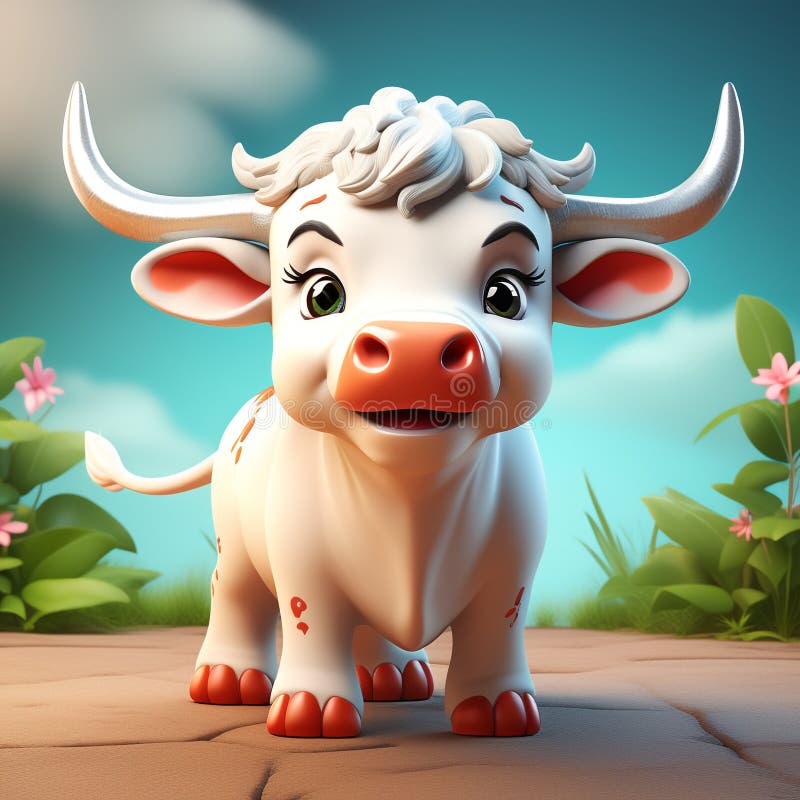 Taurus Magic in 3D: Cute Bull Illustration Stock Illustration ...