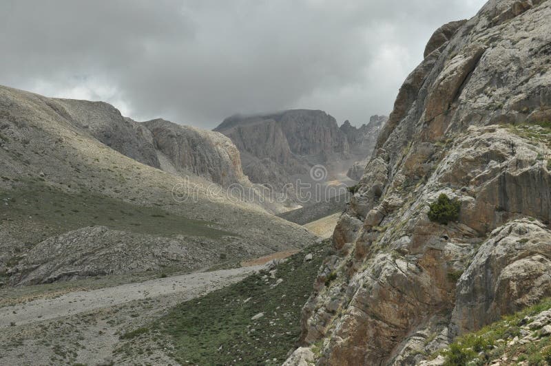 Taurus Mountains. Turkey. Steep Cliffs and Gorge. Snow-capped Peaks ...