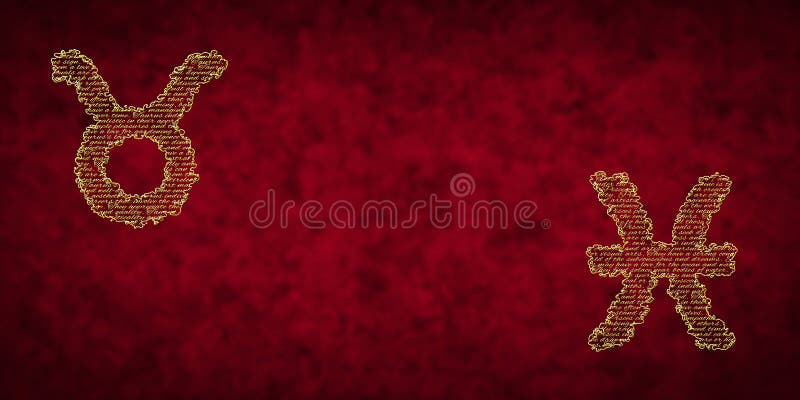 Taurus and Pisces Compatibility Stock Illustration - Illustration of ...