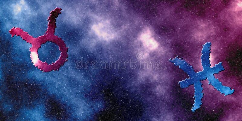 Taurus and Pisces Compatibility Stock Illustration - Illustration of ...
