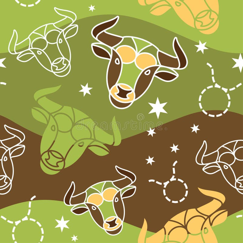 Taurus - Zodiac Seamless Pattern Stock Vector - Illustration of ...