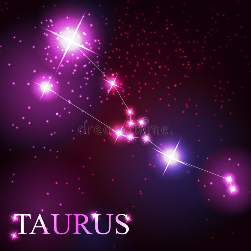 Taurus Zodiac Sign of the Beautiful Bright Stars Stock Vector ...