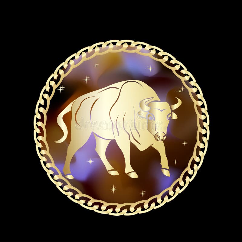 Taurus Zodiac Sign in Circle Frame. Stock Illustration - Illustration ...