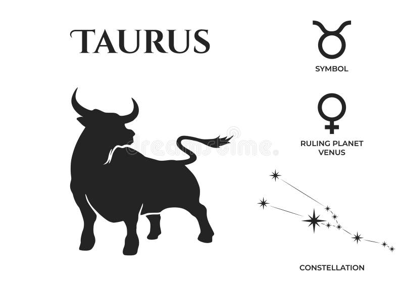 Taurus Zodiac Sign, Constellation and Mars Ruling Planet Symbol ...