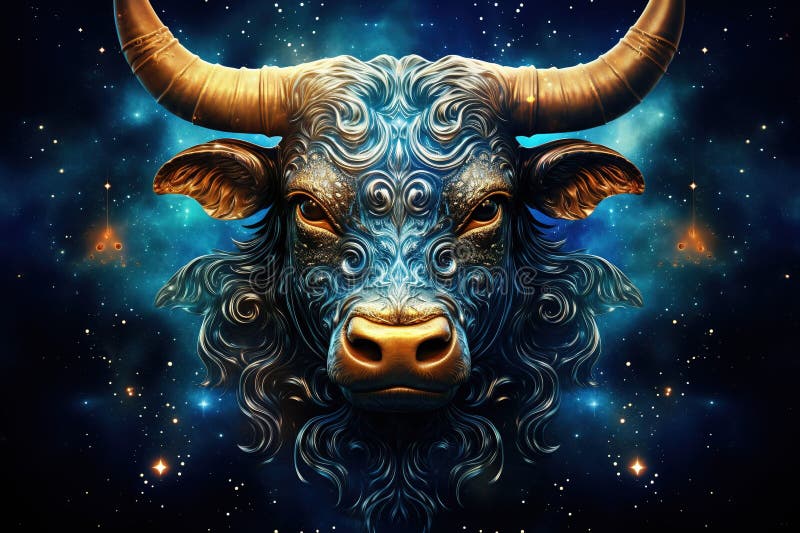 Taurus Zodiac Sign Constellations Against a Night Sky Backdrop Stock ...