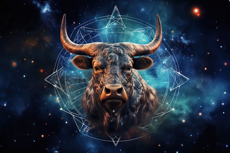 Taurus Zodiac Sign Constellations Against a Night Sky Backdrop Stock ...