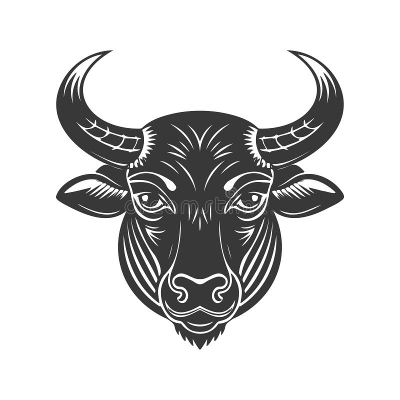 Taurus Zodiac Sign. the Head of a Calf. Black Silhouette on a White ...