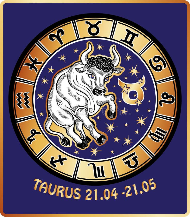 Taurus Zodiac Sign.Horoscope Circle Stock Vector - Illustration of bull ...