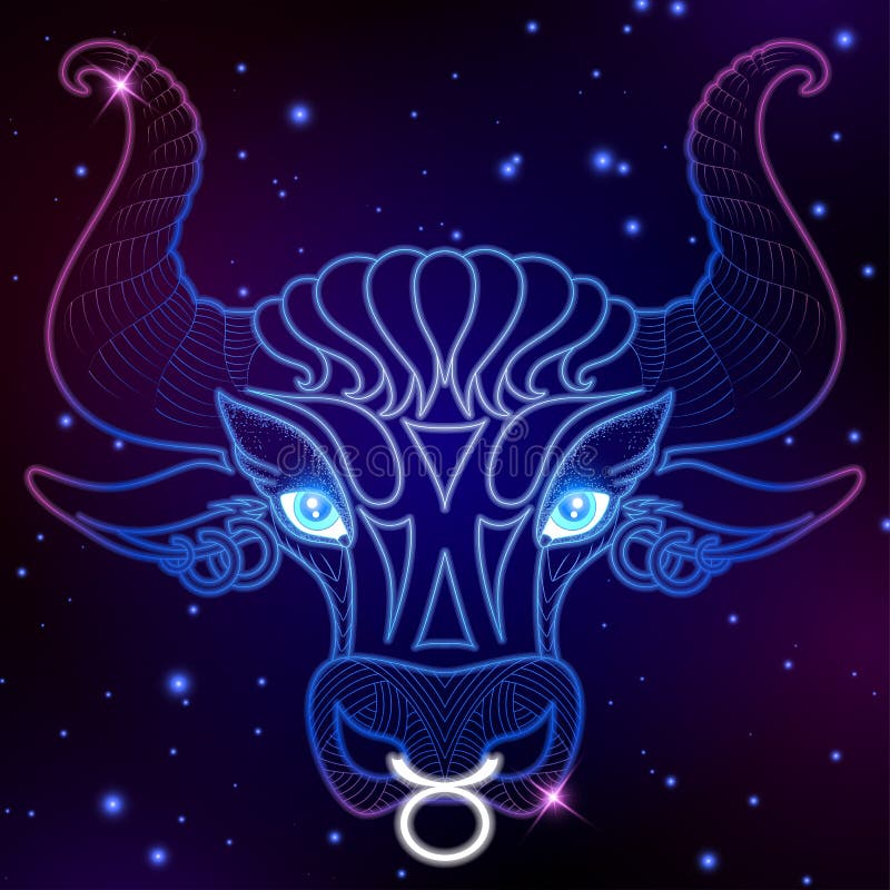 Taurus Zodiac Sign Artwork Beautiful Girl Face Horoscope Symbol Star