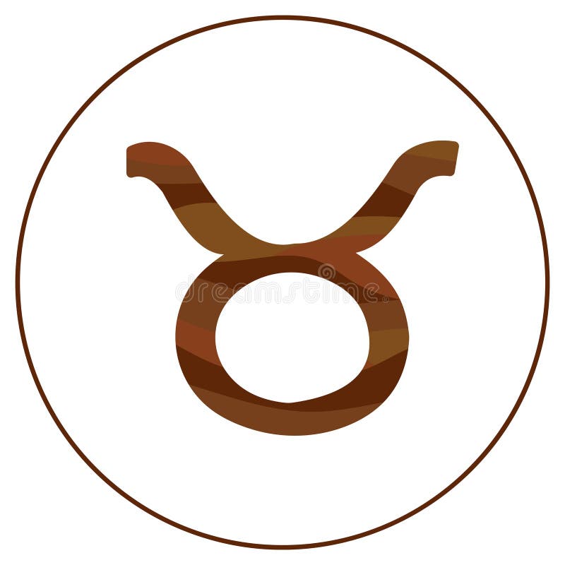 Taurus Zodiac Sign, Linear Icon of Horoscope Symbol in Round Frame in ...
