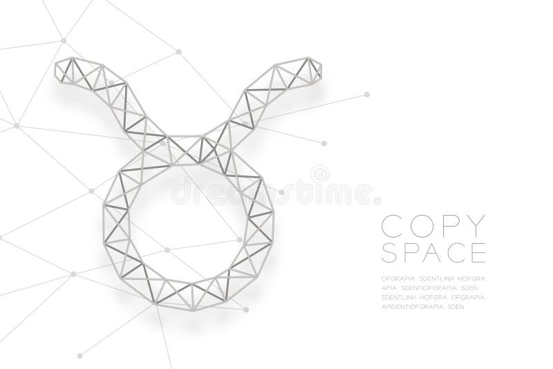 Taurus Zodiac Sign Wireframe Polygon Silver Frame Structure, Fortune ...