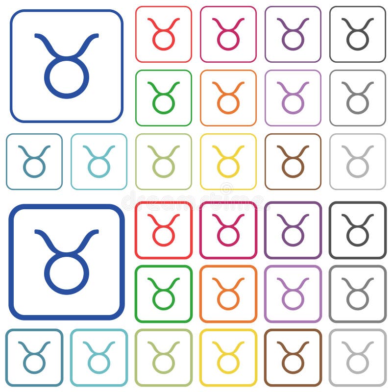 Taurus Zodiac Symbol Outlined Flat Color Icons Stock Vector ...