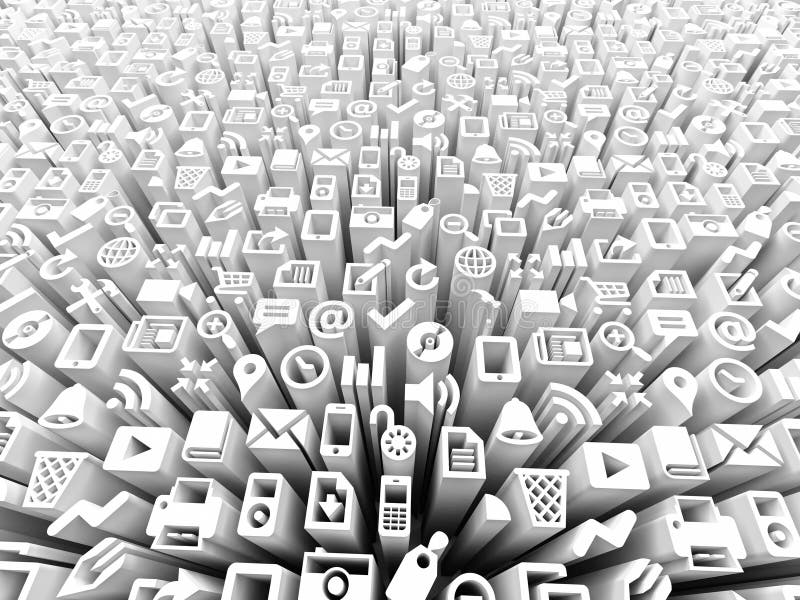 Tausend Hintergrund Der Medien-Ikonen-3d Stock Abbildung - Illustration ...