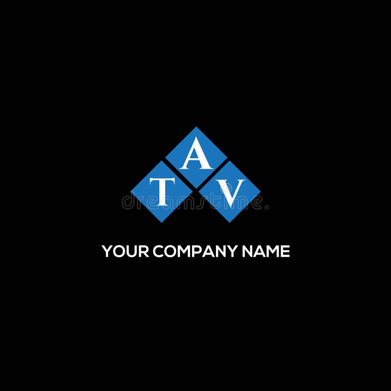TAV Letter Logo Design on BLACK Background. TAV Creative Initials ...