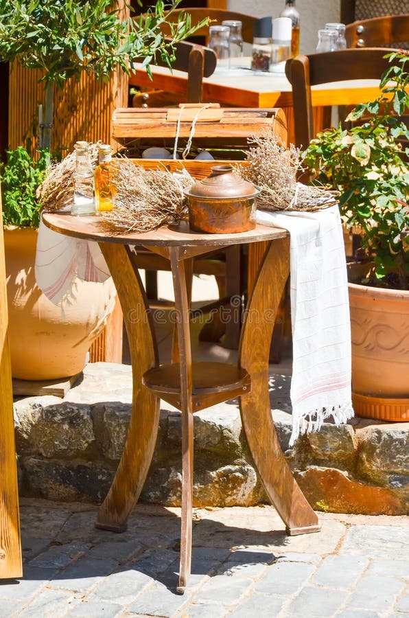 Tavern table in village stock image. Image of cafeteria - 69916569