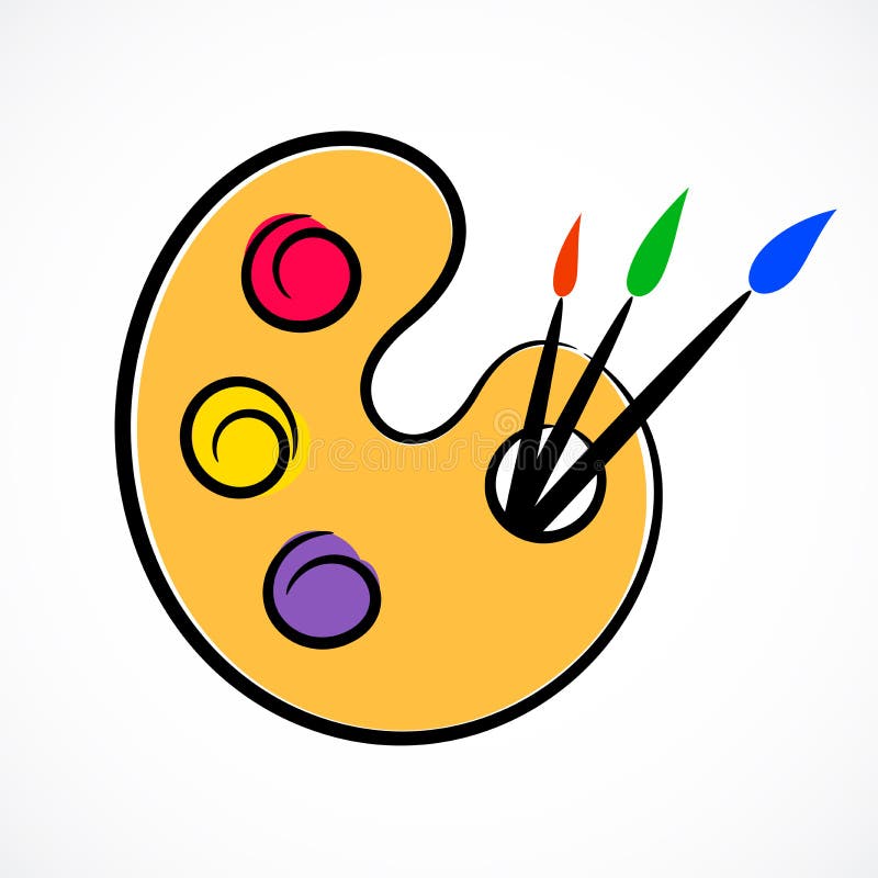 Tavolozza E Spazzole Colorate Contorno Illustrazione Vettoriale ...