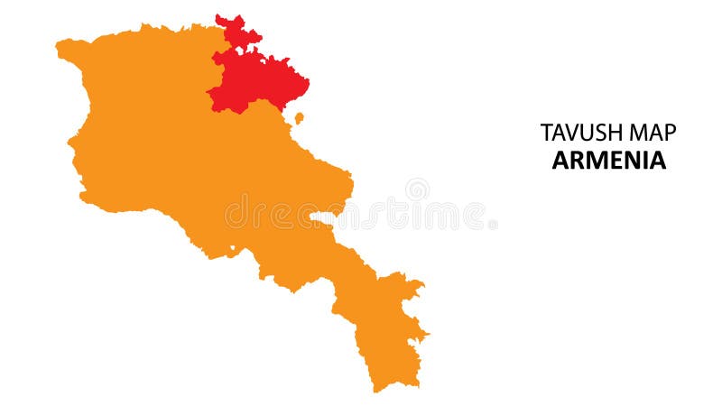 Tavush State and Regions Map Highlighted on Armenia Map Stock ...