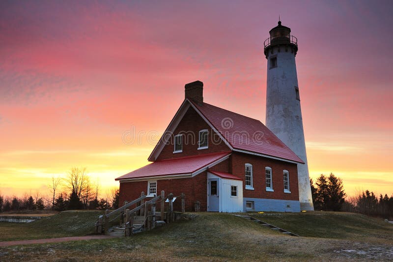 Old Mission Point Lighthouse Stock Photo - Image of traverse, mission ...