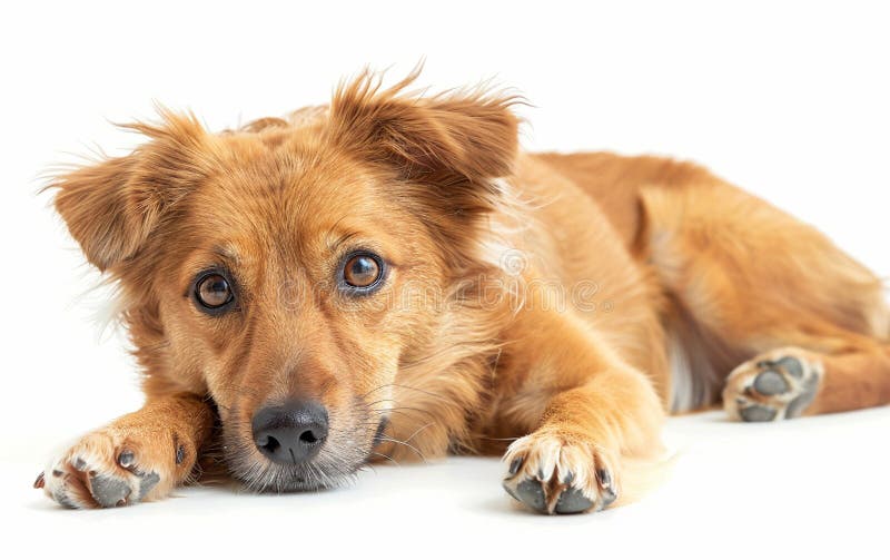 Tawny Dog Against White -Generative Ai Stock Illustration ...