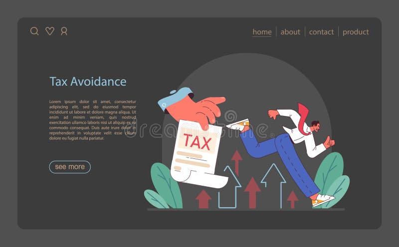 Tax Avoidance Web Banner or Landing Page Dark or Night Mode. Financial ...