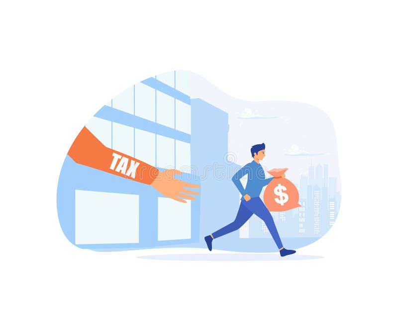 Tax Burden. Businessman Running Away from Tax for Tax. Stock Vector ...
