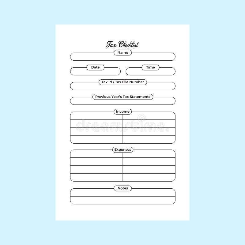 Tax Checklist KDP Interior Notebook. Employee Tax Information Checker ...