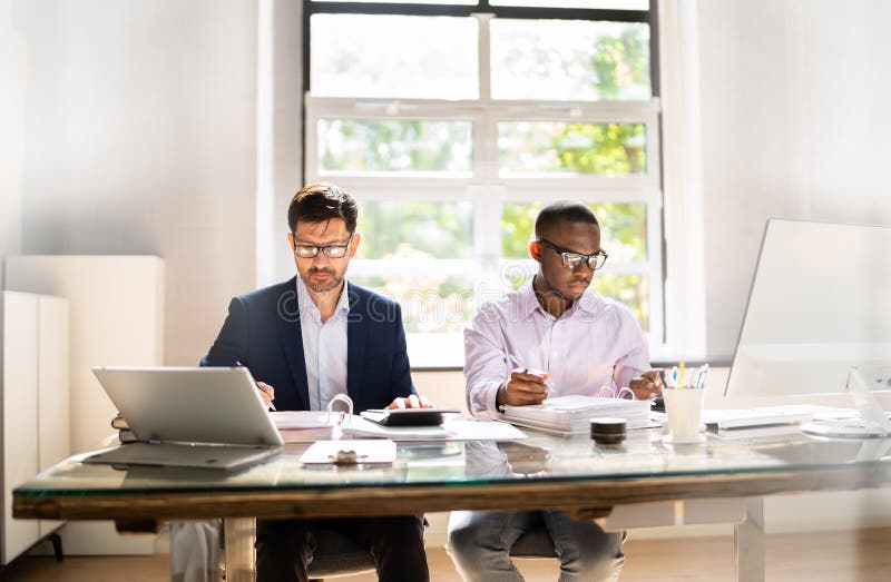 Tax Compliance and Invoice Accounting Using Calculator Stock Image ...