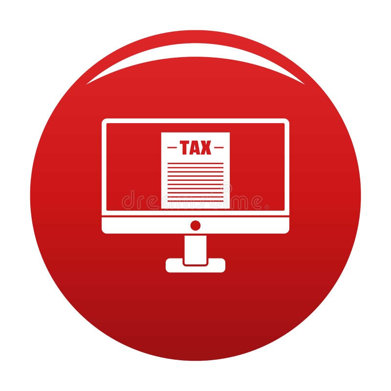 Tax by Computer Icon Vector Red Stock Vector - Illustration of invest ...