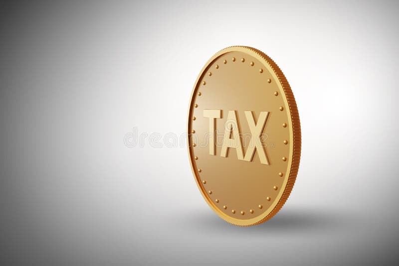 Tax Concept with Gold Coin - 3d Rendering Stock Illustration ...