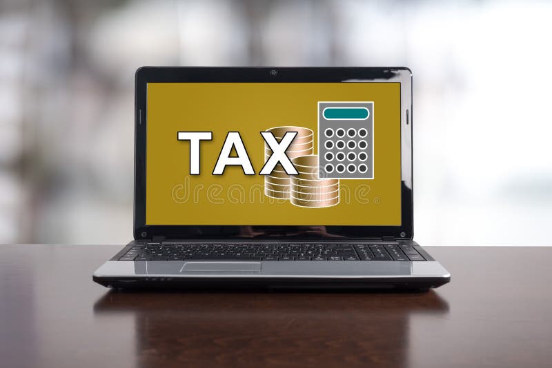 Tax concept on a laptop stock photo. Image of income - 130375968
