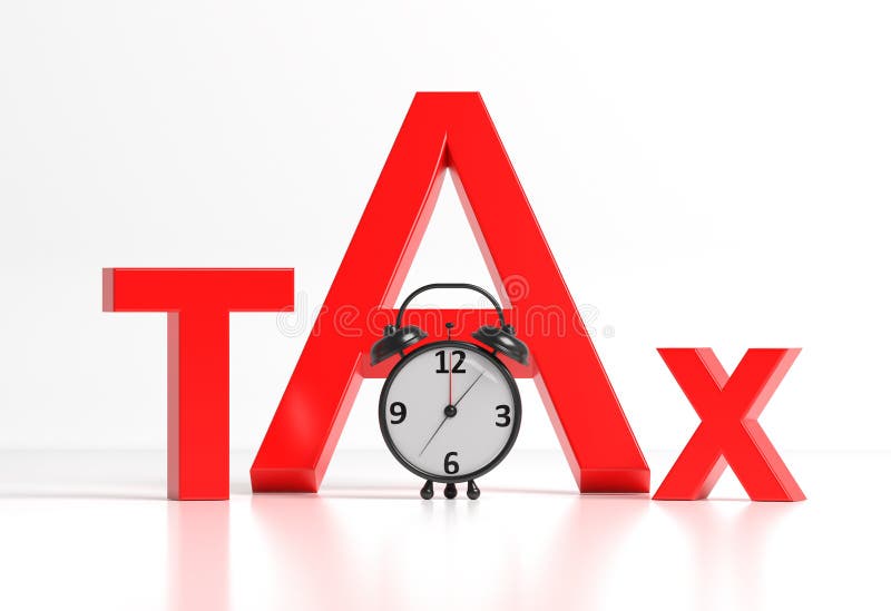 Red Tax Text with Clock Tax Time Concept Horizontal Composition Stock ...