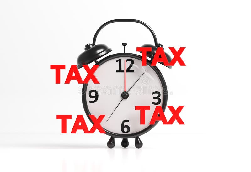 Red Tax Text with Clock Tax Time Concept Horizontal Composition Stock ...