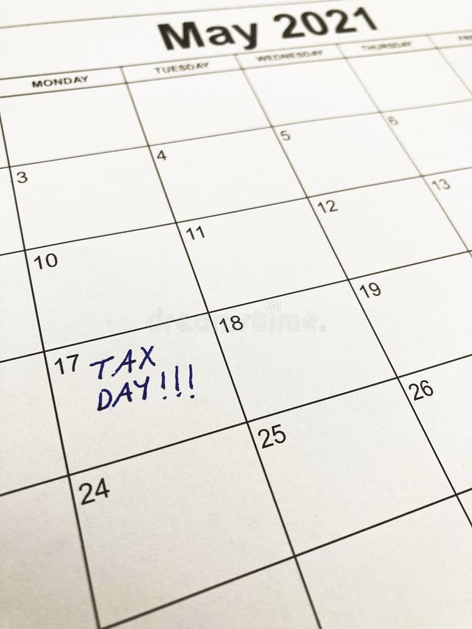 Tax Day Reminder on Calendar Paper Stock Photo - Image of document ...