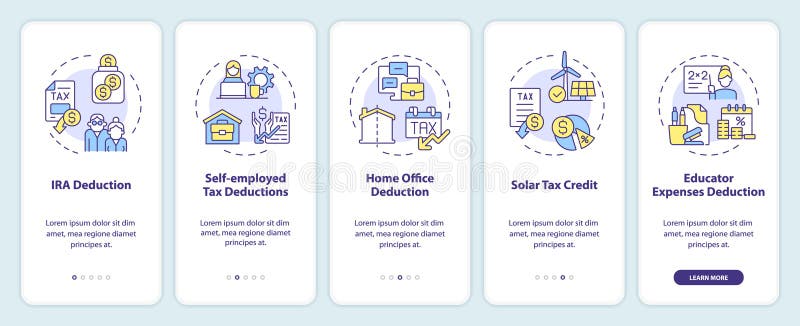 Tax Deductions Onboarding Mobile App Screen Stock Vector - Illustration ...