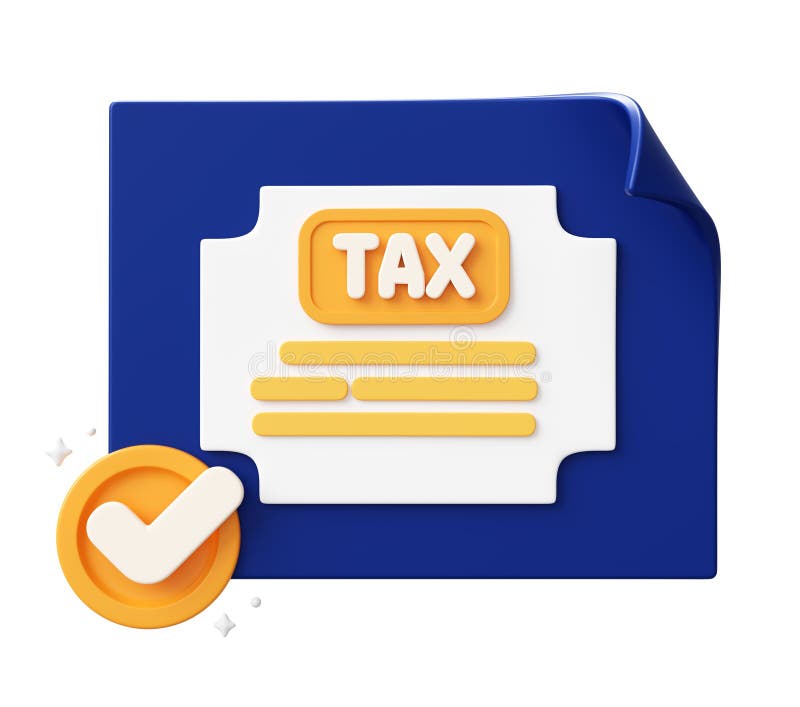 Tax Document with Check Mark 3d Icon Illustration Stock Illustration ...
