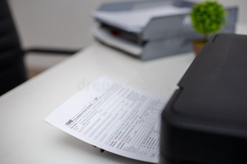 Tax Documents are Being Printed from the Printer, Tax Payment Concept ...