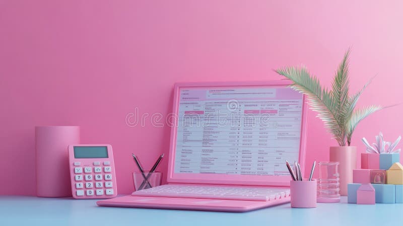 Tax Filing, Tax Return, Accounting, Bookkeeping, Spreadsheet, Pink ...