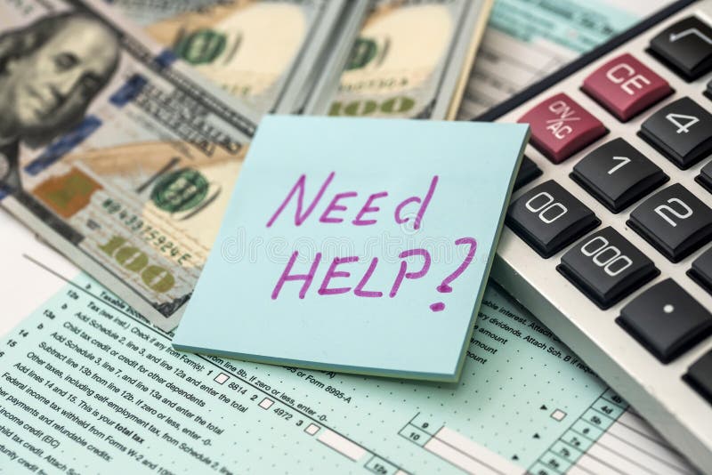 1040 Tax Form in Office with Need Help Text Editorial Image - Image of ...