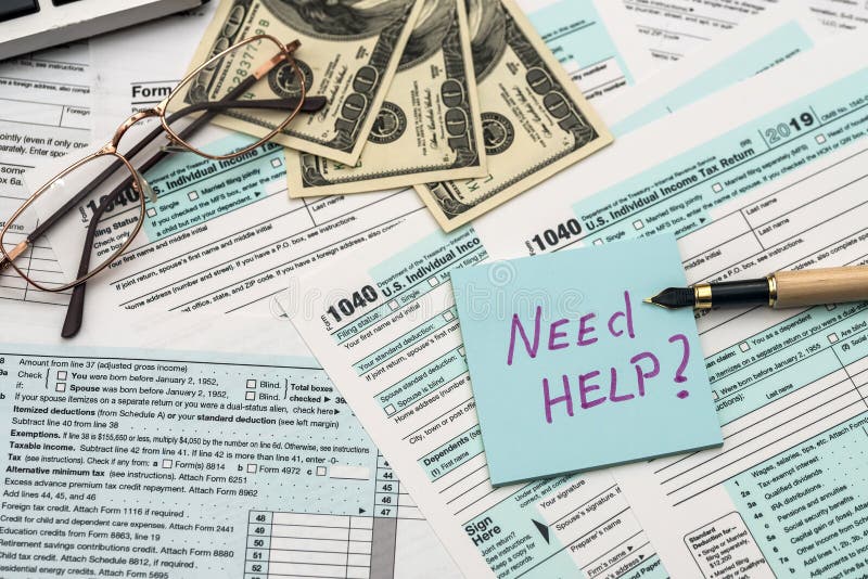 1040 Tax Form in Office with Need Help Text Editorial Stock Photo ...